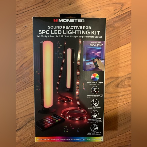 monster | Other | Monster Sound Reactive Rgb 5 Piece Led Light Kit ...
